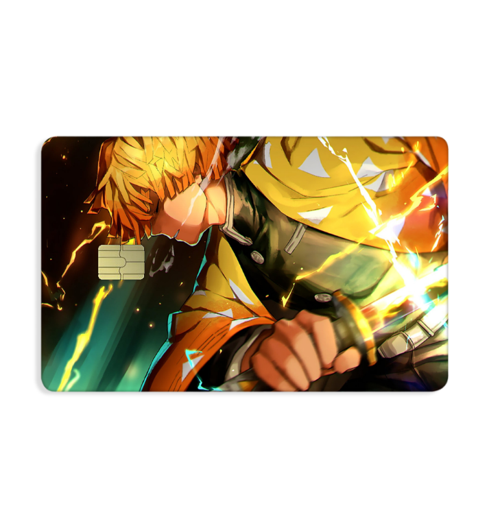 Zenitsu Agatsuma Card Skin - Vibrant Vinyl Wrap for Demon Slayer Fans ...