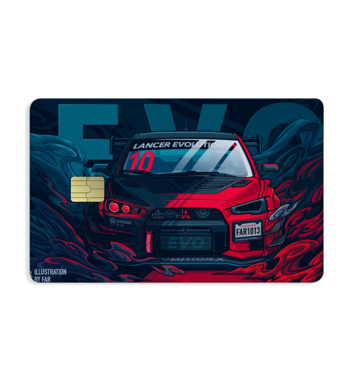 Mitsubishi Lancer EVO X Card Skin – JDM Racing Card Wrap for Debit ...