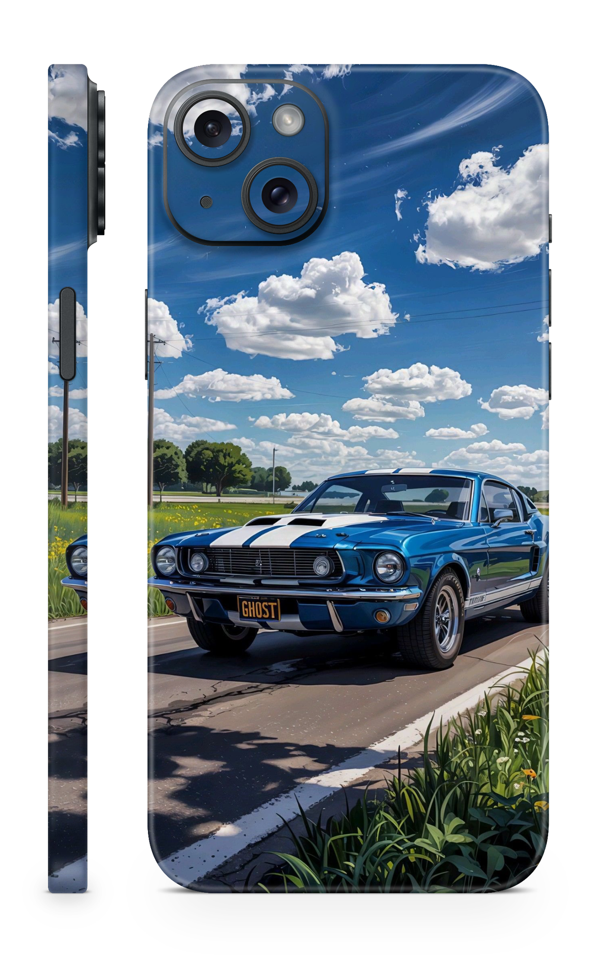 Blue Ghost Car Mobile Skin – Sleek Racing Car Design Phone Wrap ...